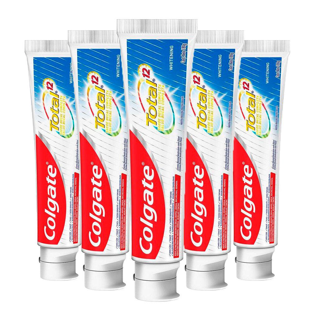 Kit 5 Creme Dental Colgate Total 12 Whitening 180g | Shopee Brasil