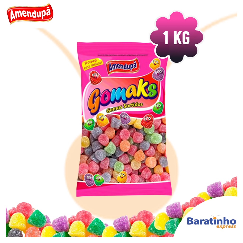 Bala de Goma Jujuba Sortidas de Sabor Pacote 1 Kg Gomaks | Shopee Brasil