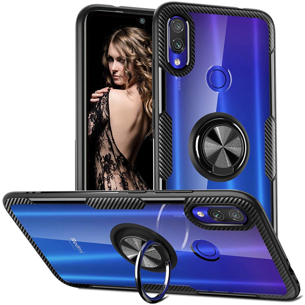 Capa Capinha Com Anel Xiaomi Redmi Note 7 traseira Acrilico bordas ...
