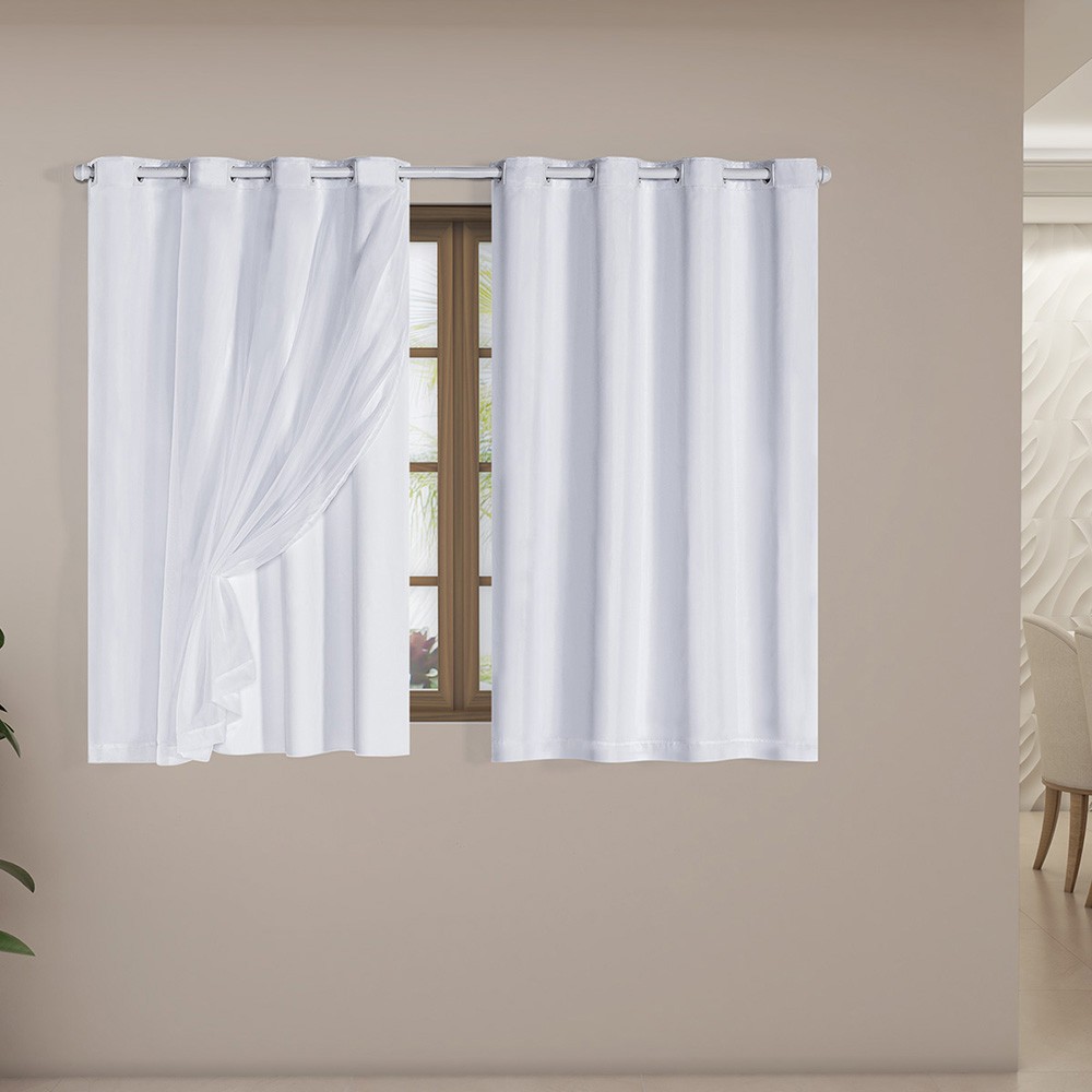 Cortina Blackout PVC Com Tecido Voil 2 00 M X 1 40 M EDDI Casa Faz