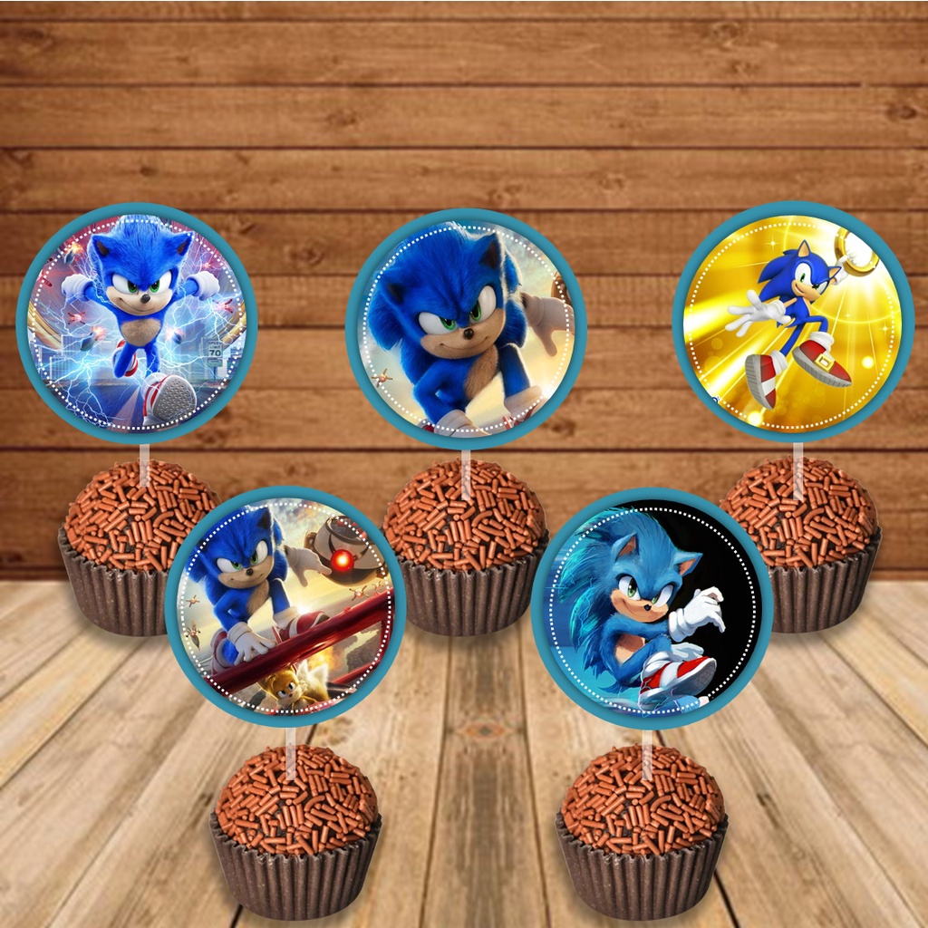 50 topper/tag Sonic para docinhos brigadeiro beijinho | Shopee Brasil