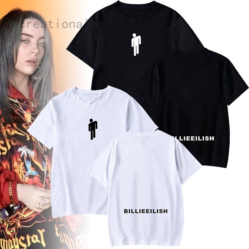 Billie Eilish Camiseta Feminina Casual Com Estampa De Estrela Cantor De