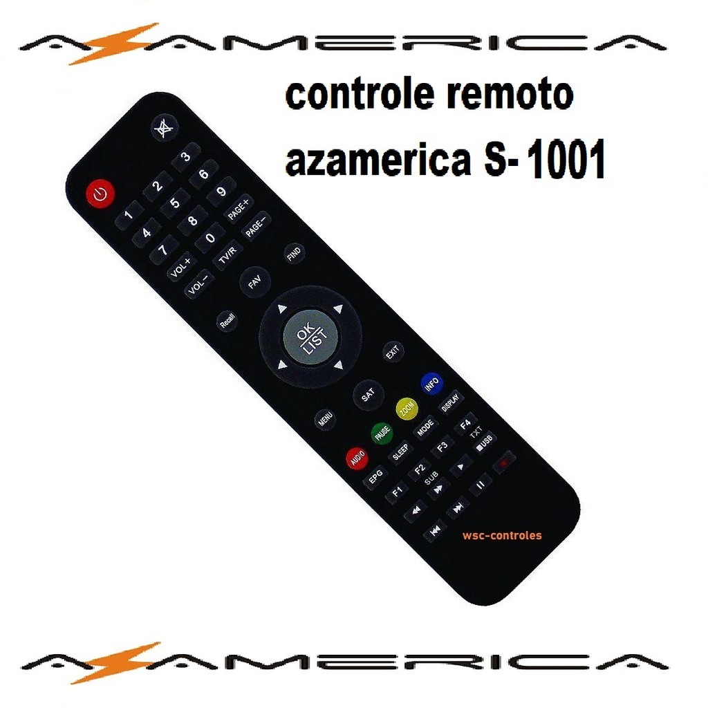 Controle Remoto para Receptor azamerica S-1001 plus - ENVIO IMEDIATO ...