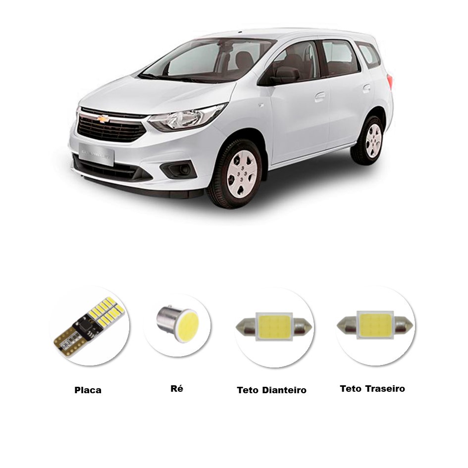 Kit Lâmpada Led Chevrolet Spin Teto Placa Branca | Shopee Brasil