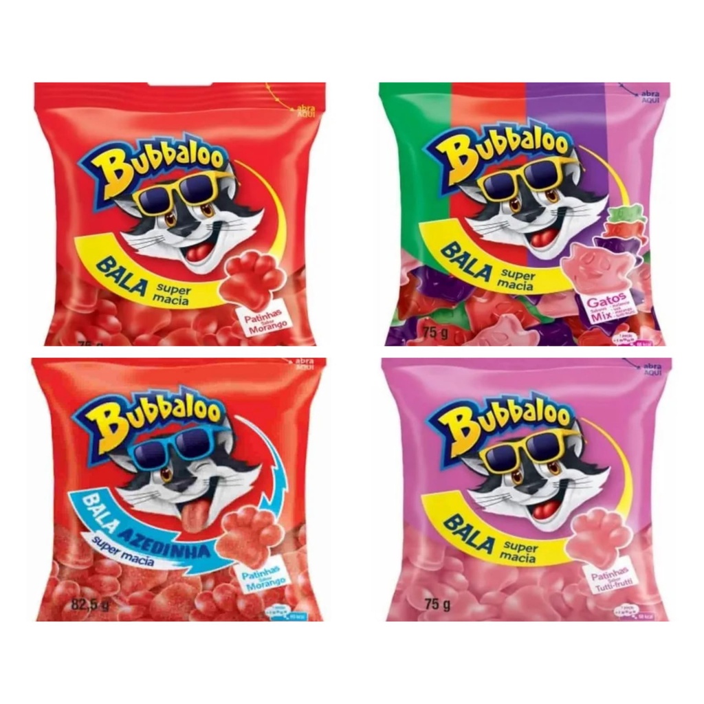 Bala Bubbaloo Vegana mastigáveis - escolha o sabor - pacote 75 gramas ...