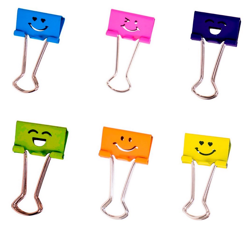Binder Clips Emoji Smile 25mm Unidade BRW | Shopee Brasil