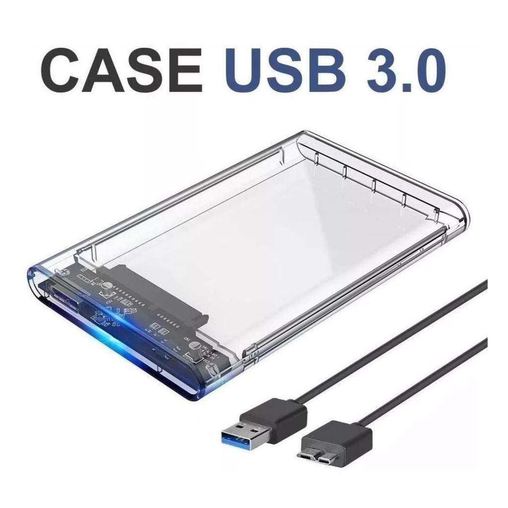 Case Para Hd Externo Transparente Notebook Sata 2.5 Usb 3.0 | Shopee Brasil