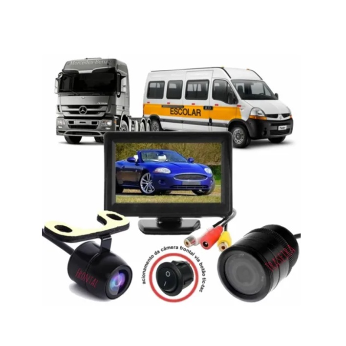 Tela Monitor Lcd Van Caminhão Ônibus 1 Câmera Ré + 1 Frontal | Shopee ...