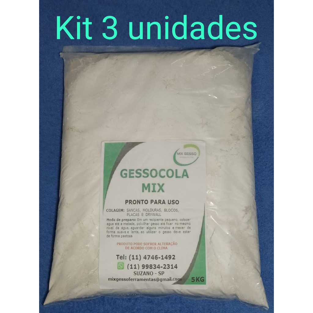 Kit 3 Unidades De Gesso Cola De 5 Kg | Shopee Brasil