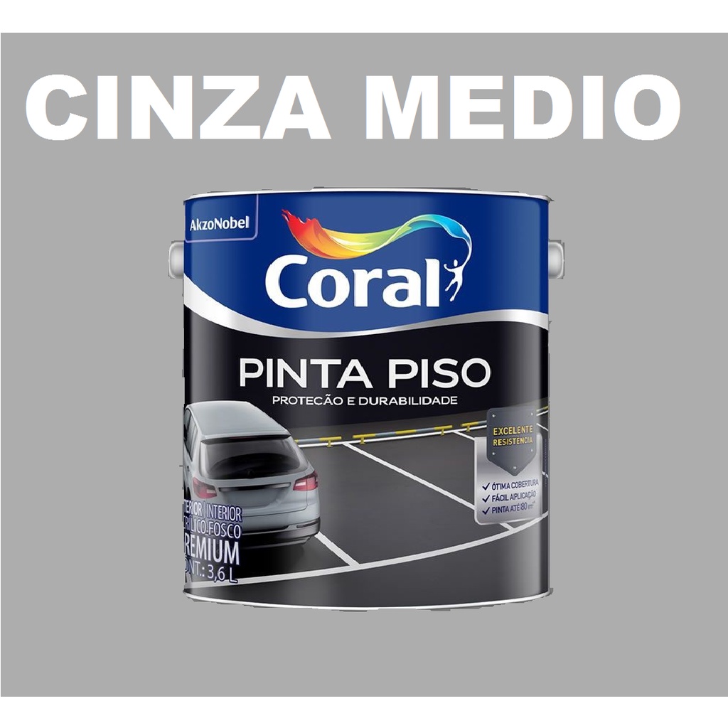 Tinta Pinta Piso Fosco Cinza Médio 3,6 Litros Coral | Shopee Brasil