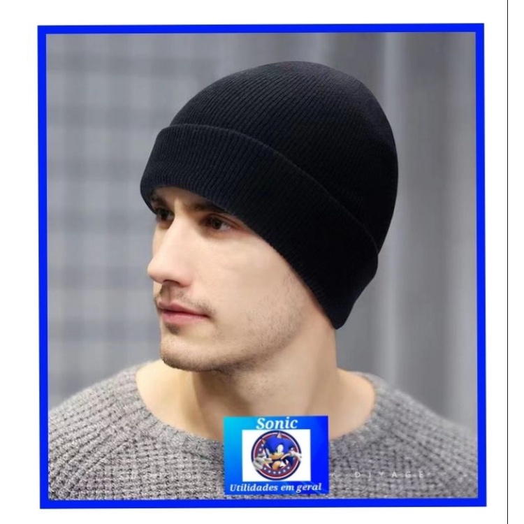 Touca Preta unissex, Touca de lã preta, Toca preta, Gorro preto, Gorro ...