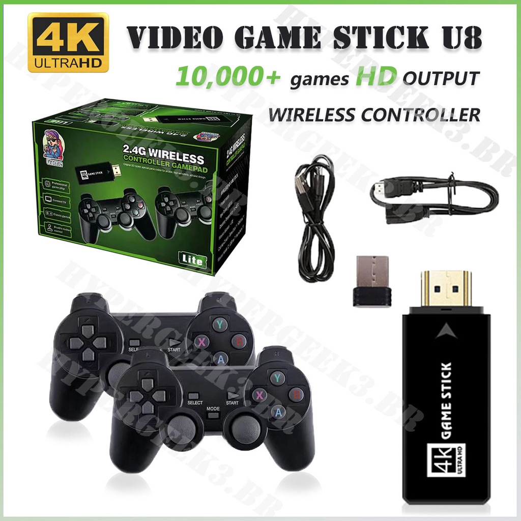 Console De Clássico Retro Vidio Wireless Video Game stick U8 Com 10000/ ...