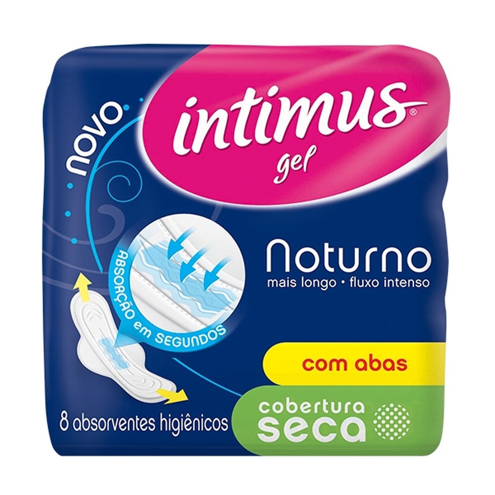 Absorvente Intimus Noturno Longo Seca com Abas c/ 8 Unidades | Shopee ...