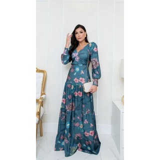 Vestido Longo Manga comprida modelo em elaspol | Shopee Brasil