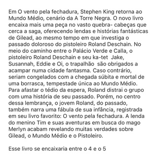 O vento pela fechadura - Stephen King | Shopee Brasil