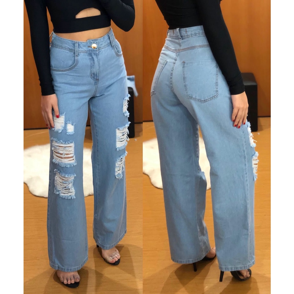 Calca Wide Leg Moda Candy Moda | Shopee Brasil