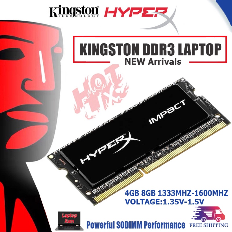 [Envio em 24 horas] Kingston HyperX Impacto DDR3/3L RAM Laptop 4GB 8GB 1333MHz 1600MHz PC3 ...