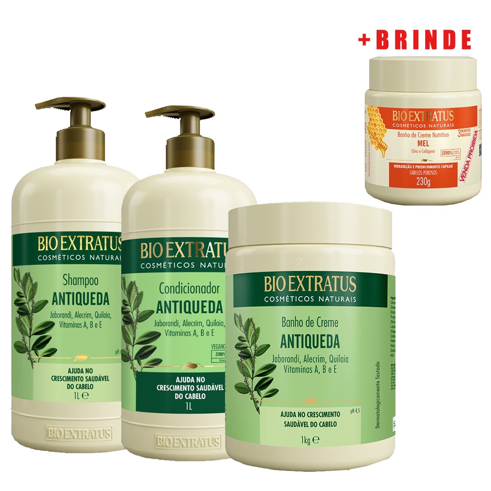 Kit Jaborandi Bio Extratus - Shampoo , Condicionador 1 Litro e Banho de ...