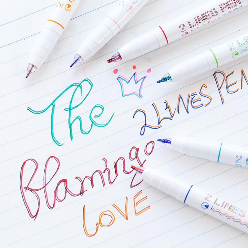 2 Lines Pen Set Double Line Red Blue Color Ink Art Drawing Liner ...