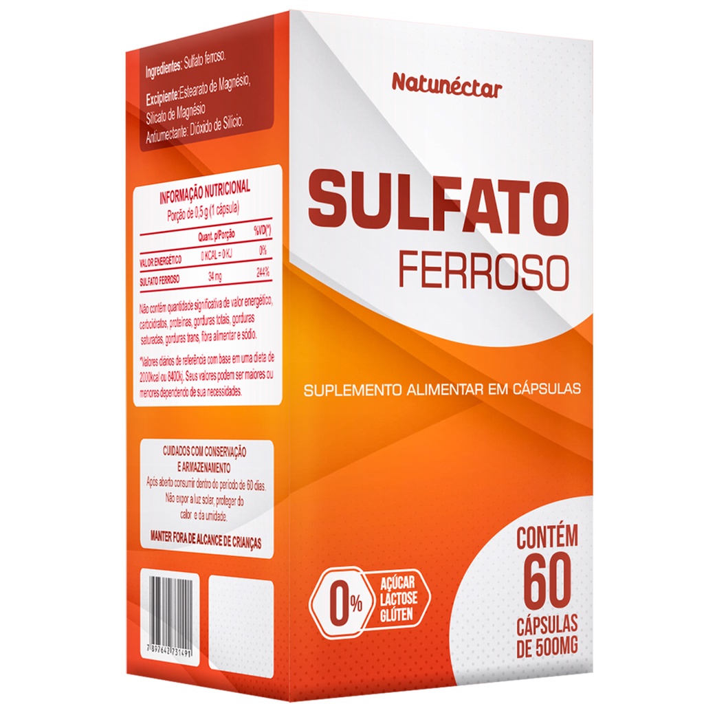 Sulfato Ferroso Suplemento alimentar em Capsulas 500mg | Shopee Brasil