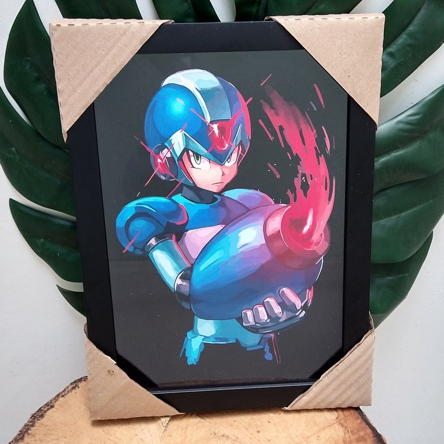 Quadro decorativo com moldura e vidro Mega Man X pôster gamer geek nerd ...
