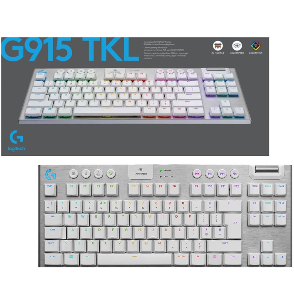 Teclado Gamer Mecânico Logitech Gaming G915 Branco Tkl Lightspeed Usb/Bluetooth Rgb Switch Gl ...