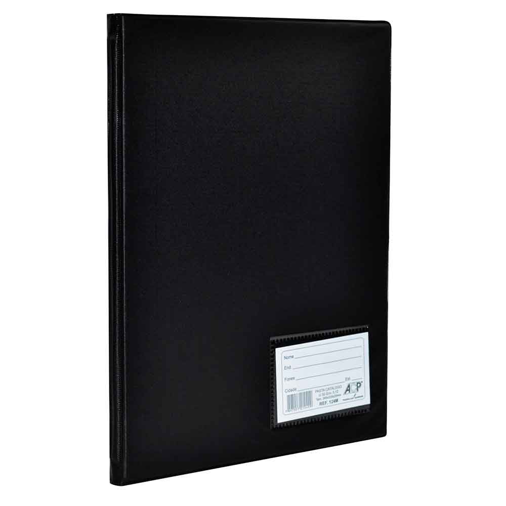 Pasta Catálogo Preta 30 Envelopes 4 Furos Acp | Shopee Brasil