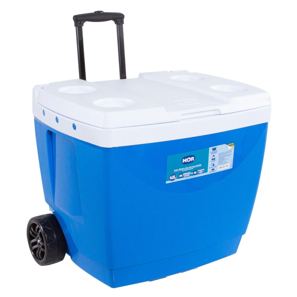 Caixa Térmica Cooler 42 Litros com Rodinhas Até 56 Latas Mor Suporte ...