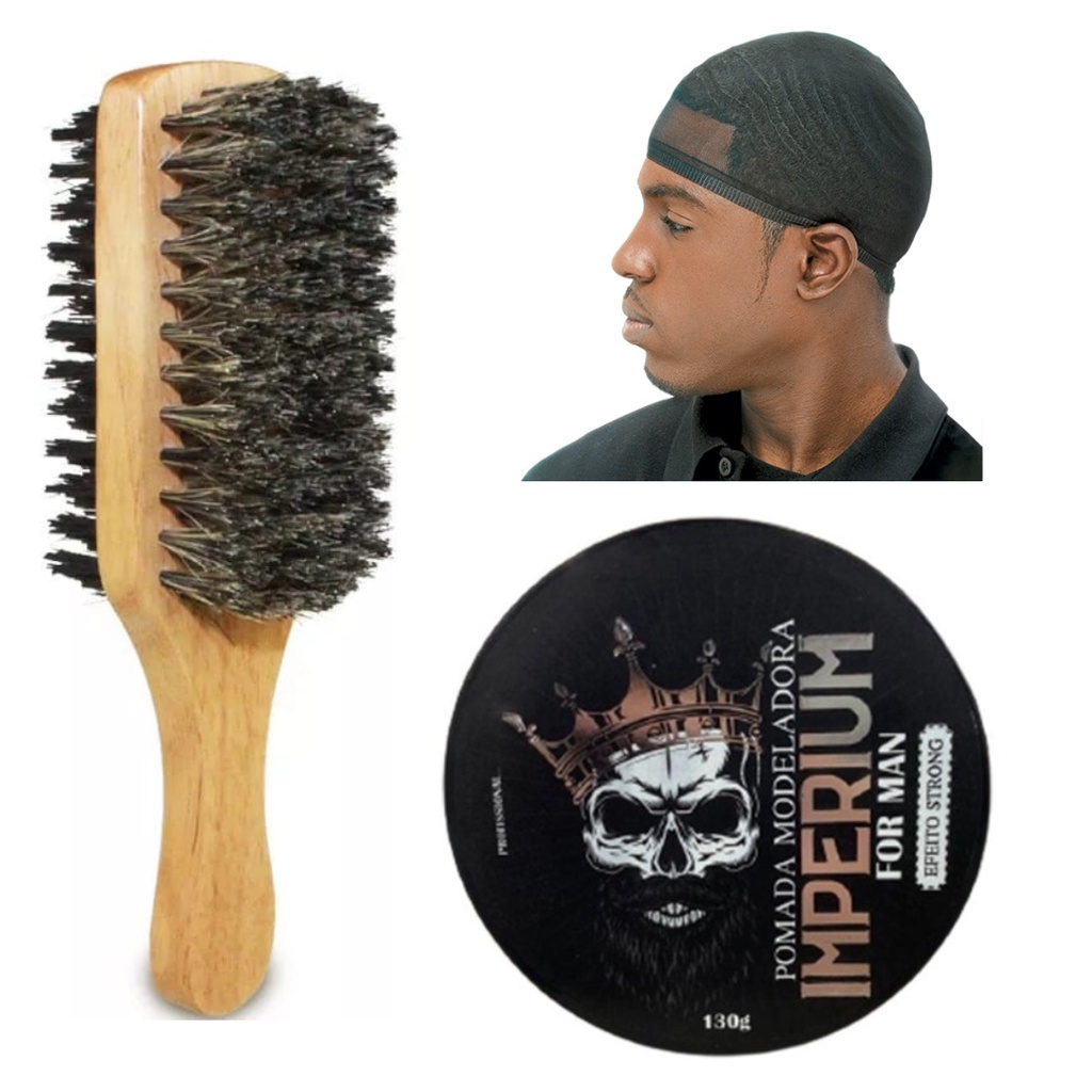 Kit Waves Escova Waves 360 + Pomada + Touca Pressão WaveCap - Escorrega ...