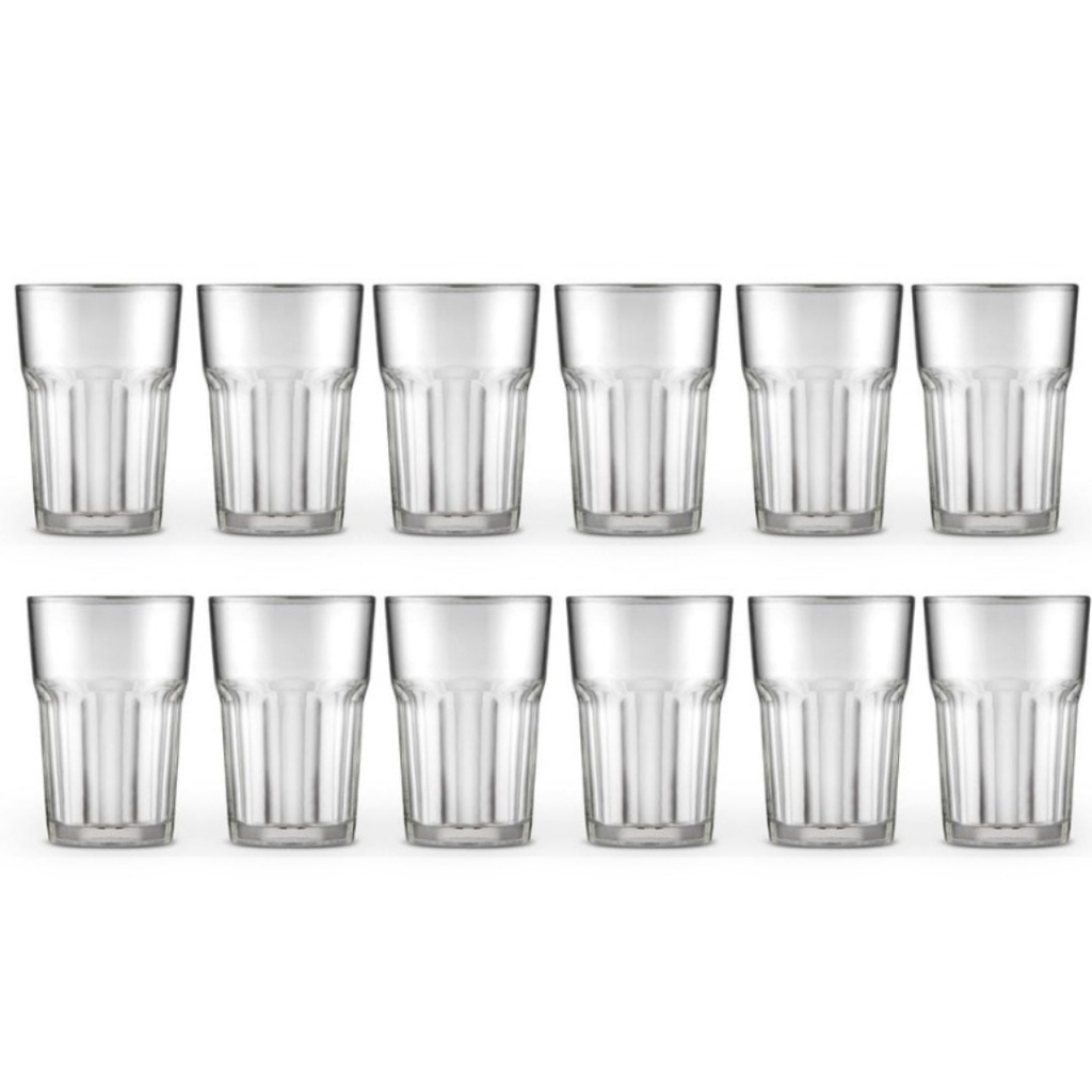 Jogo 6 ou 12 ou 24 Copos Vidro Grosso Chicago 350ml Suco Agua Refrigerante Super resistente ...