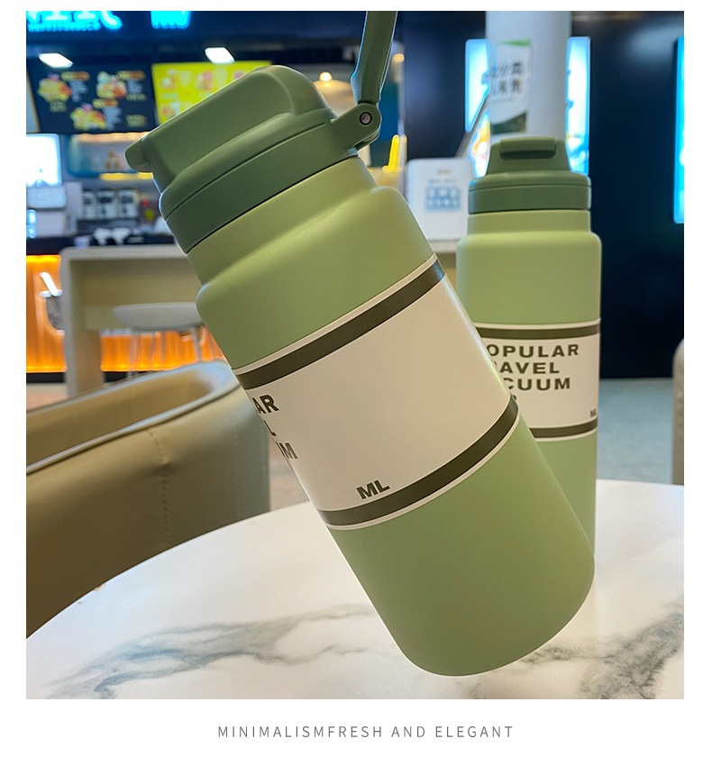 Garrafa Térmica De 830ml Copo Térmico De Palha Fosca De Água De Grande Capacidade Casal Homens E ...