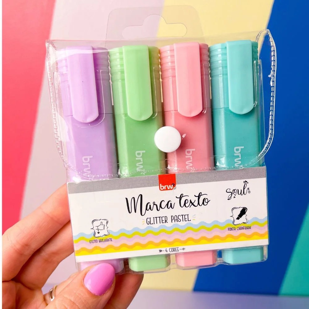 Kit Marca Texto Tons Pastel com Glitter BRW - ou unidade | Shopee Brasil