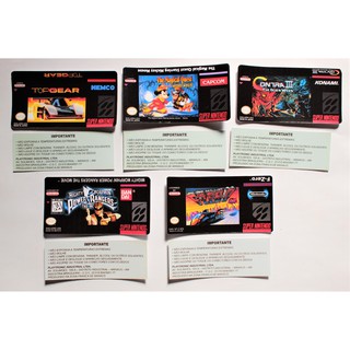 Kit 5 Label Etiquetas Frente E Verso Para Cartucho Super Nintendo Snes ...