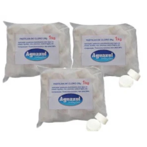 150 Pastilhas de Cloro 20g-3 Pacotes C/1 Kg | Shopee Brasil