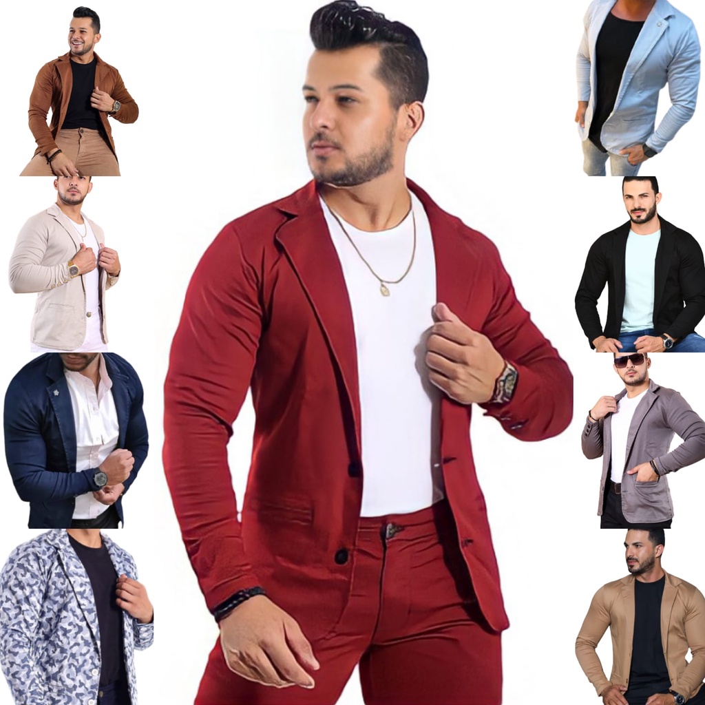 Blazer Masculino Esporte Fino Slim Fit Com Elastano Premium | Shopee Brasil