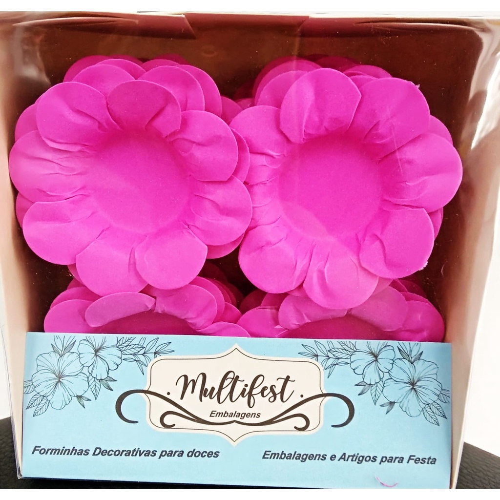 Forminha decorativa para doce Flor Rosa Liso - Pink (40 unidades ...