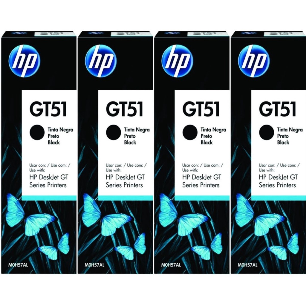 Kit 04 Refil De Tinta Para HP GT51 preto Original | Shopee Brasil
