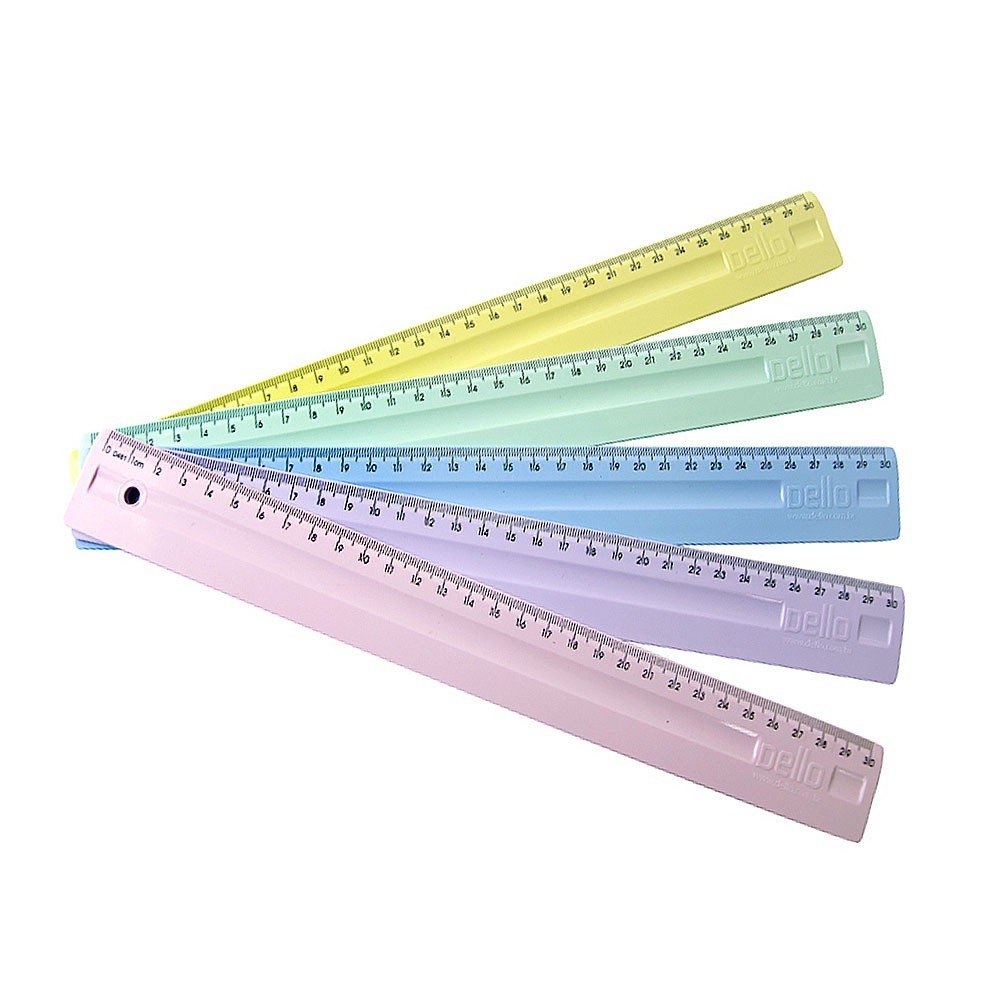 Régua Plástica SERENA Cores Pastéis 30cm DELLO - Escorrega o Preço