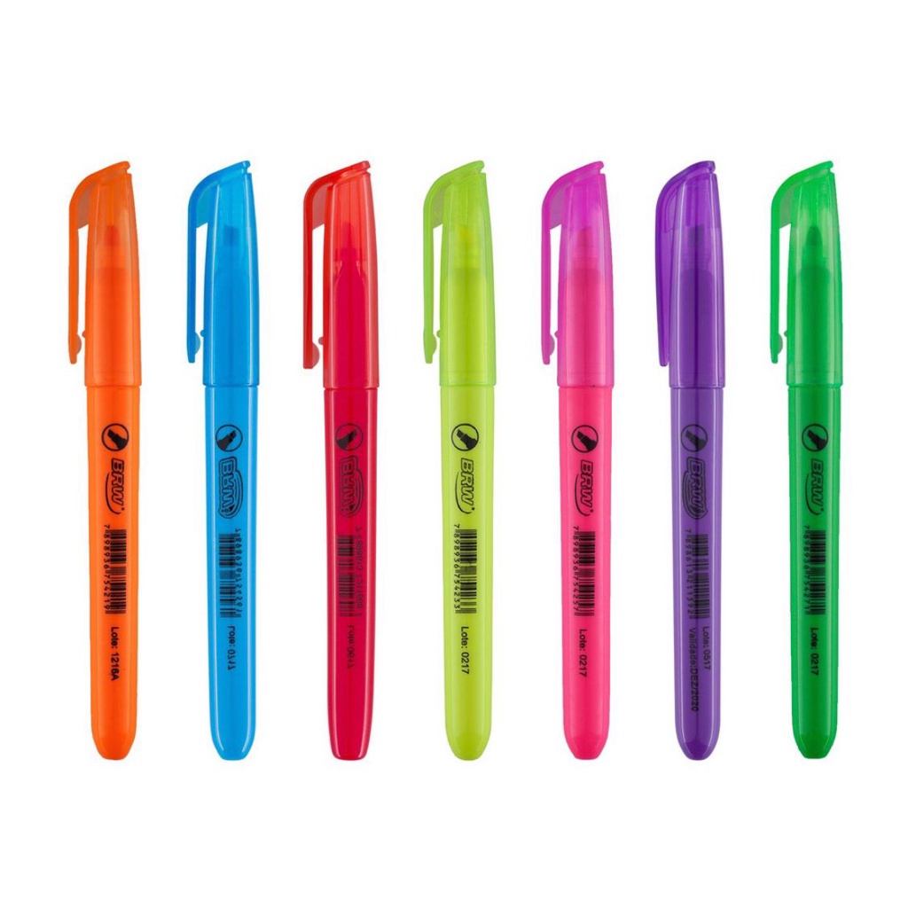 Marca Texto Fluorescente - BRW - Material Escolar | Shopee Brasil