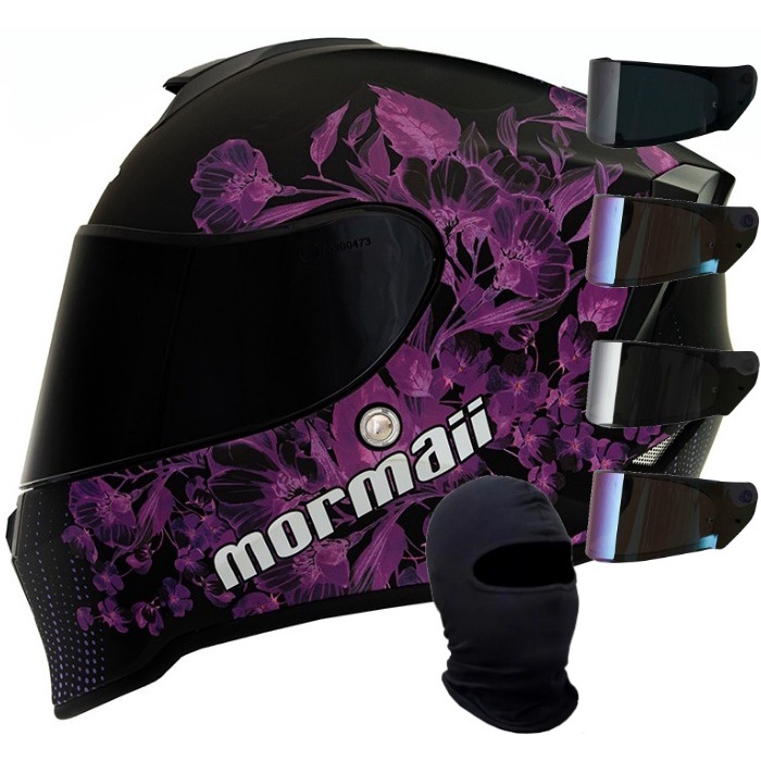 Capacete Feminino Mormaii M1 Echo Preto Fosco Roxo + Viseira | Shopee ...