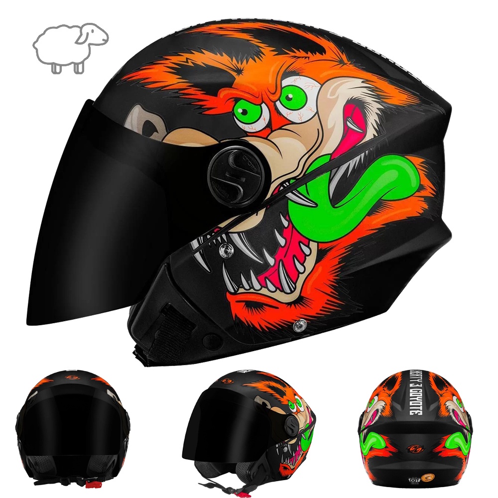 Capacete Coyote Moto Aberto Envio Em 24 Horas Pro Tork Viseira Cristal ...