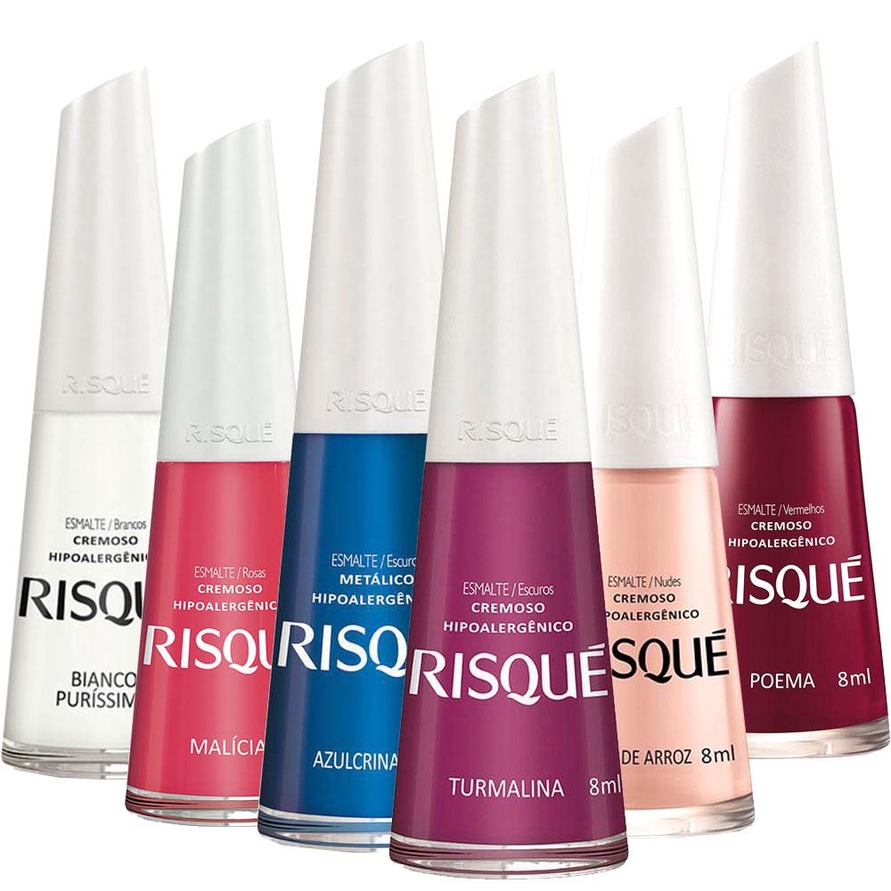 Esmalte Risque Cremoso 8ml Kit Várias Cores 6 Unidades | Shopee Brasil