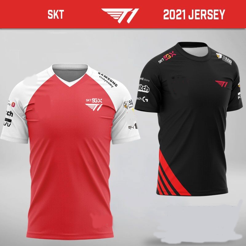SKT T1 2021 Camisa De Manga Curta T1 Time Uniforme 2021 LCK LOL League of Legends Bengi Falsa ...