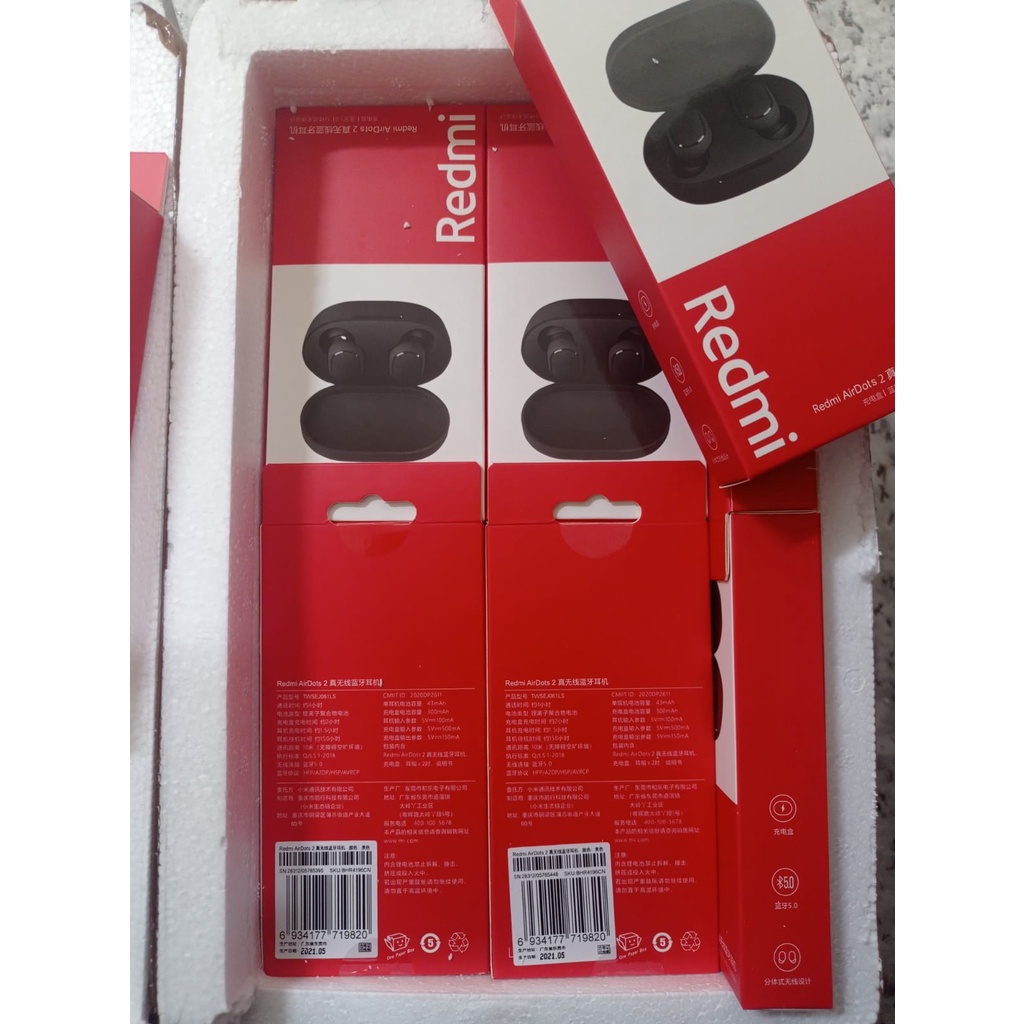 Fone de Ouvido in-ear sem fio Xiaomi Redmi Airdots 2 Preto (10 UNIDADES ...