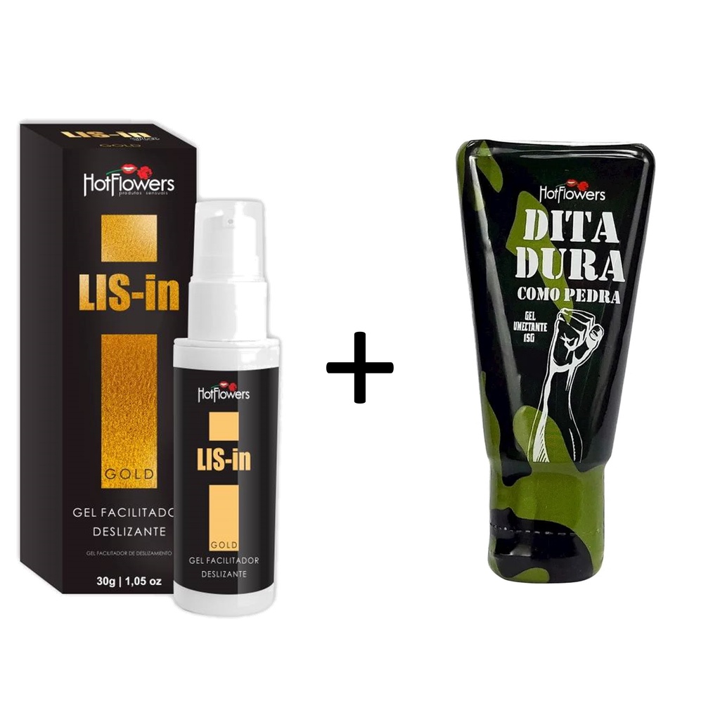 Kit Lis-In Gold Gel Facilitador Deslizante e Gel Lubrificante Dita Dura ...