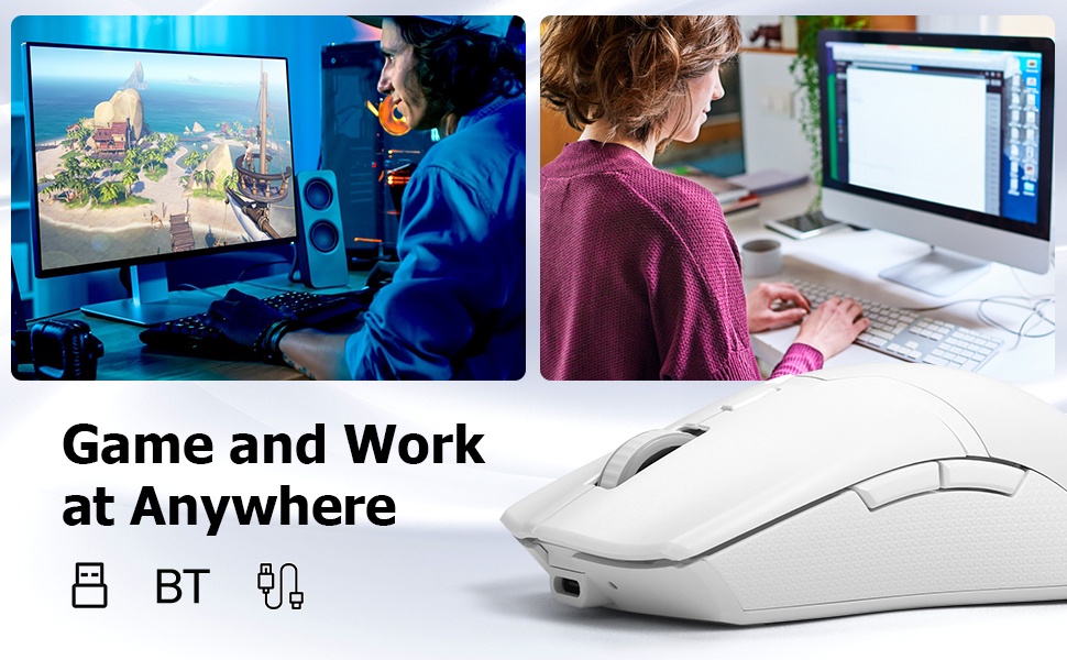 Delux M800pro M800 pro Paw370 RGB Óptico Recarregável Programável Sem Fio Gaming Mouse Tipo C ...