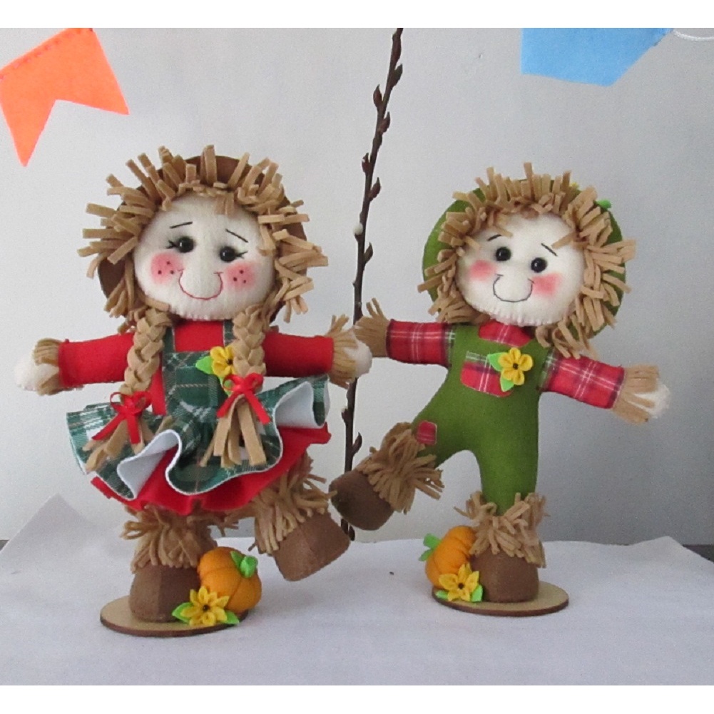 Enfeite Espantalhos Xadrez em Feltro com Base - 20 cm - Cada | Shopee Brasil