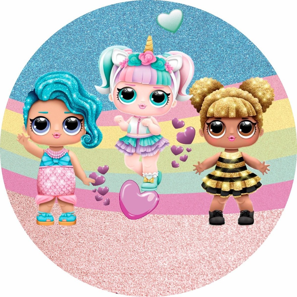 Painel Festa Redondo Lol Surprise 1,50x1,50 Tecido /elástico ...