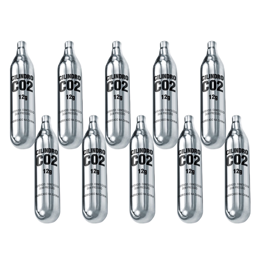 Kit 10 CO2 12g Cilindro Cápsula Pressão Para 4.5mm e 6mm | Shopee Brasil