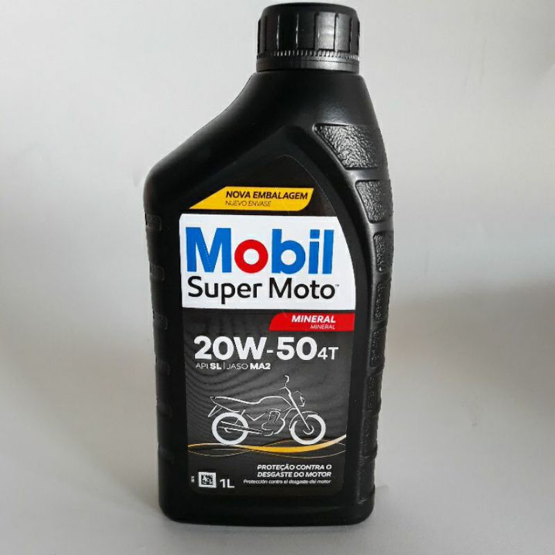 Óleo Mobil Mineral 20w-50 4T API SL/JASO Ma2 Motores de Motocicletas ...